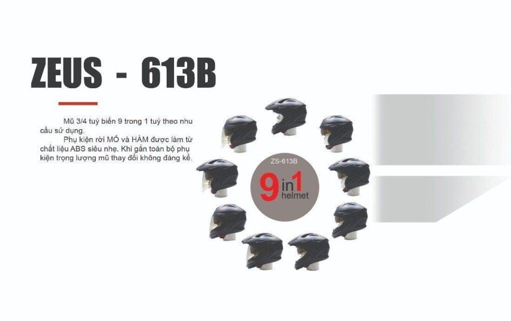 Mũ Bảo Hiểm 3/4 ZEUS 613B Cao Cấp - 2 Kính - Màu Đen Nhám